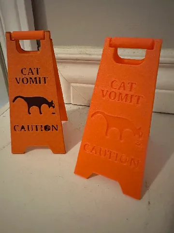 Cat Vomit Caution Sign (V2 Better Hinge) by Hobo4ssassin | Download ...
