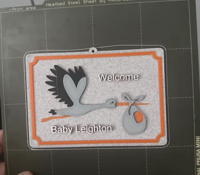 Make of Customizable Welcome Baby Sign (No MMU / Tool Changer required ...