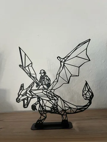 Geometric Low Poly Trainer Riding Charizard by PhaseworksCA | Download free STL model ...