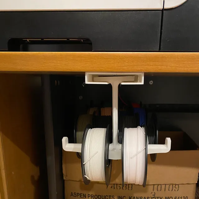 Make of Under desk/shelf dual filament spool holder by Brian Mirsky ...