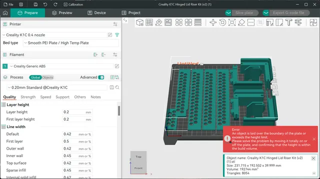 Creality K1/K1C Hinged Lid Riser by shadowandy | Download free STL ...