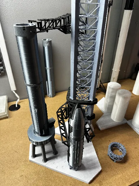 Make of SpaceX Starship Orbital Lauch Tower Mechazilla with GSE Tanks ...