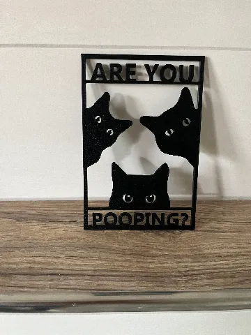 Cat Bathroom Sign - Are you pooping? by LabLab | Download free STL ...
