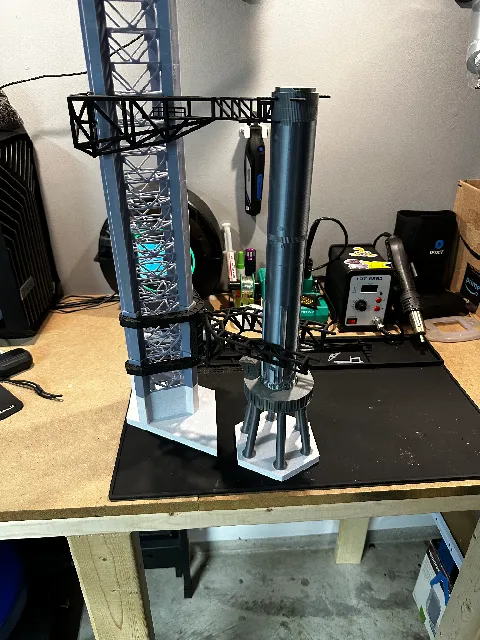 Make of SpaceX Starship Orbital Lauch Tower Mechazilla with GSE Tanks ...