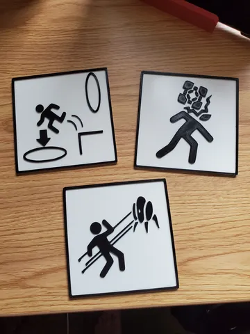 Portal Warning Signs (two colors separated) by HeatedLearner | Download ...
