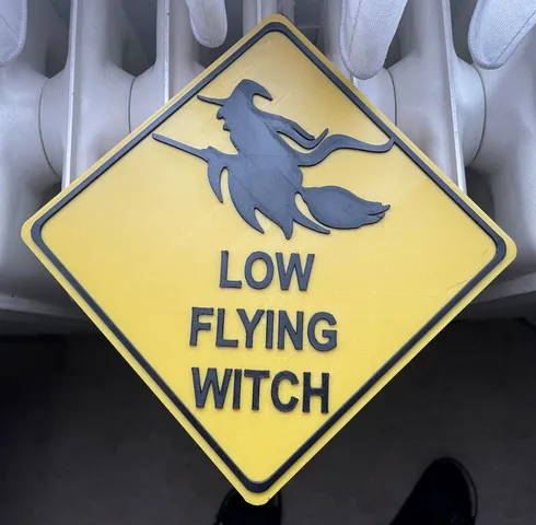 Low Flying Witch Sign by Estefanía Tenorio | Download free STL model ...