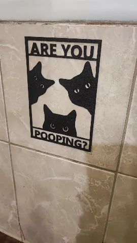 Cat Bathroom Sign - Are you pooping? by LabLab | Download free STL ...