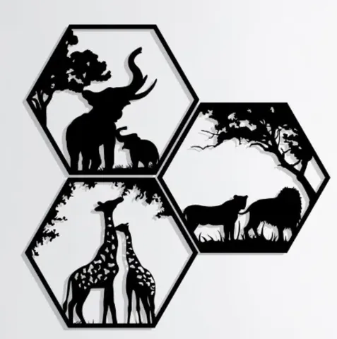 5pcs Hexagon African wild animals Wall Art by Jura Švébiš | Download ...