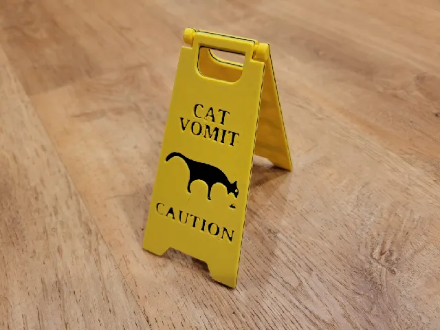 Make of Cat Vomit Caution Sign (V2 Better Hinge) by Smileynulk ...