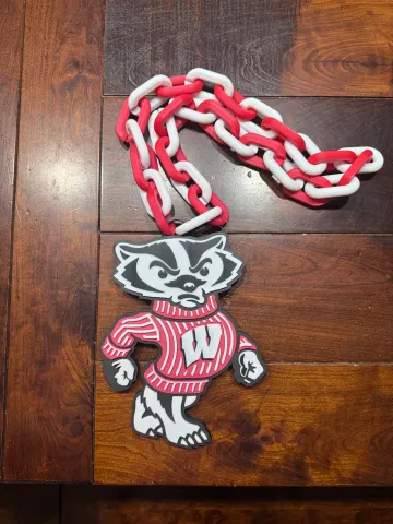 Wisconsin Badgers Alternate Oversized Necklace Logo by 3D River Designs ...