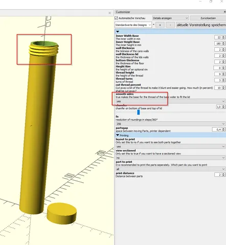 Parametric OpenSCAD Round Container Jar With Screw Lid by der_da ...