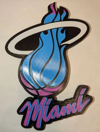 80's Style Miami Heat Logo by Scootrhead | Download free STL model ...