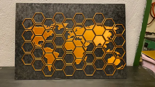 Hexagon World Map by EmayhewC | Download free STL model | Printables.com