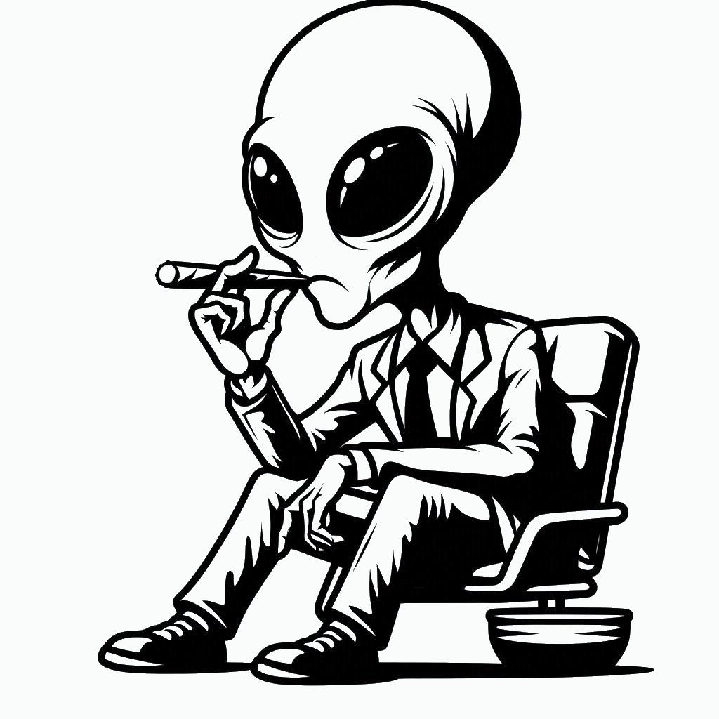 Smoking Alien Line Art by Liam West | Download free STL model ...