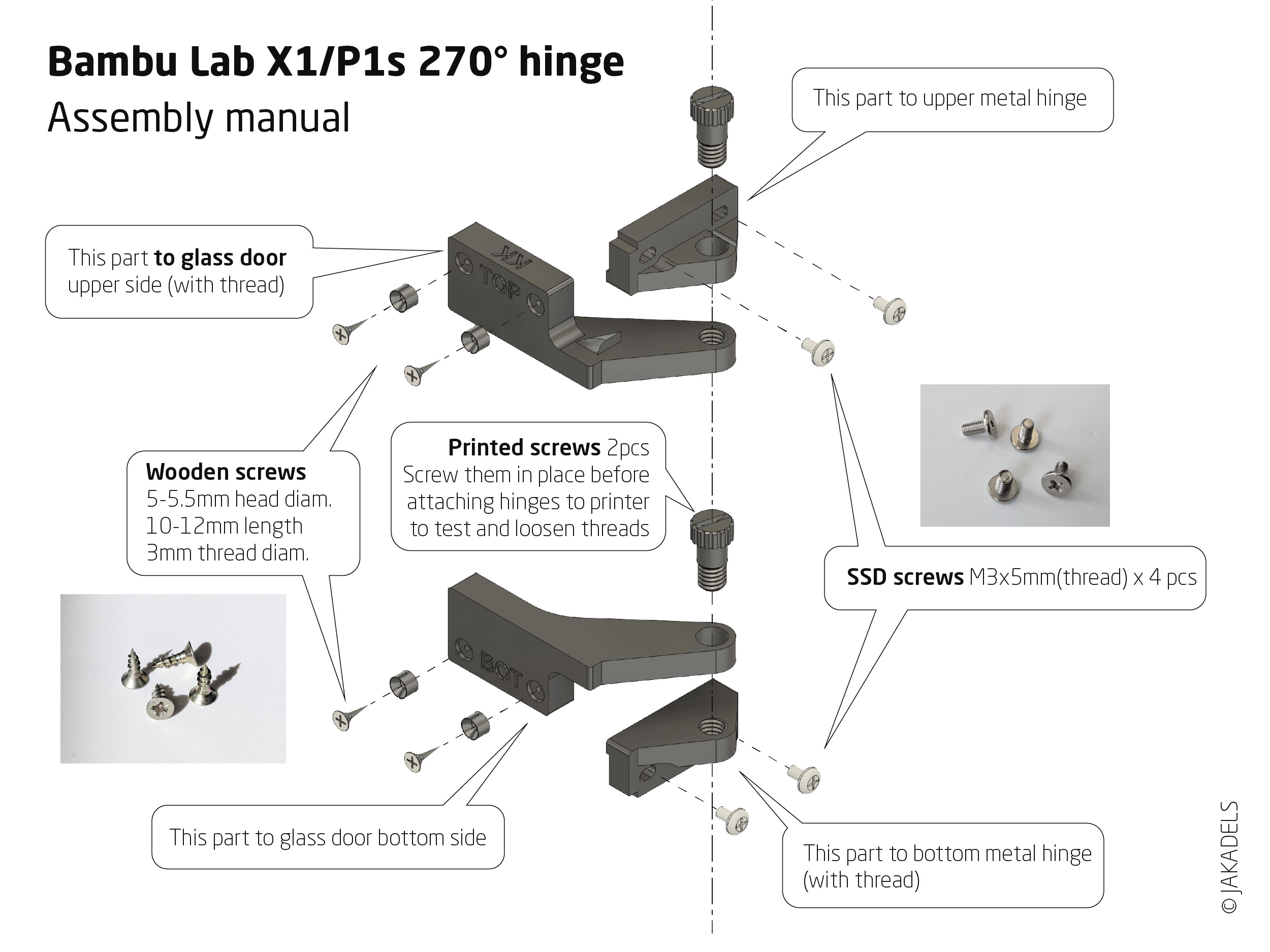 Bambu Lab P1s X1 Front Door 270 Hinge Upgrade Da Kārlis Jakadels