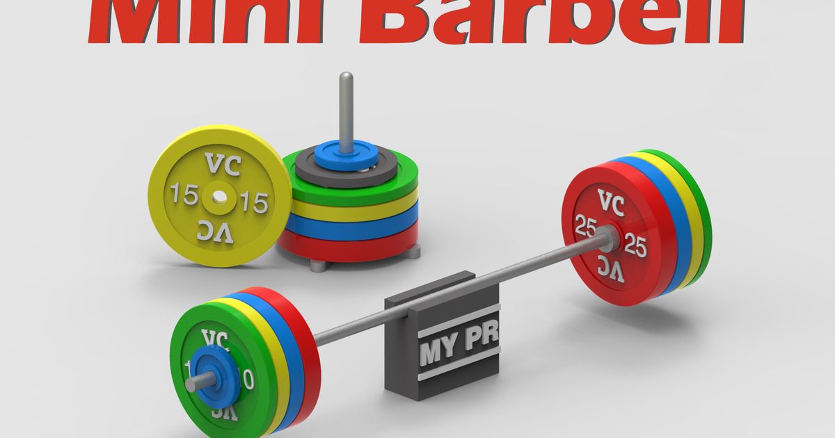 Mini Gym Barbell Weight Set - My PR by VC Design | Download free STL ...
