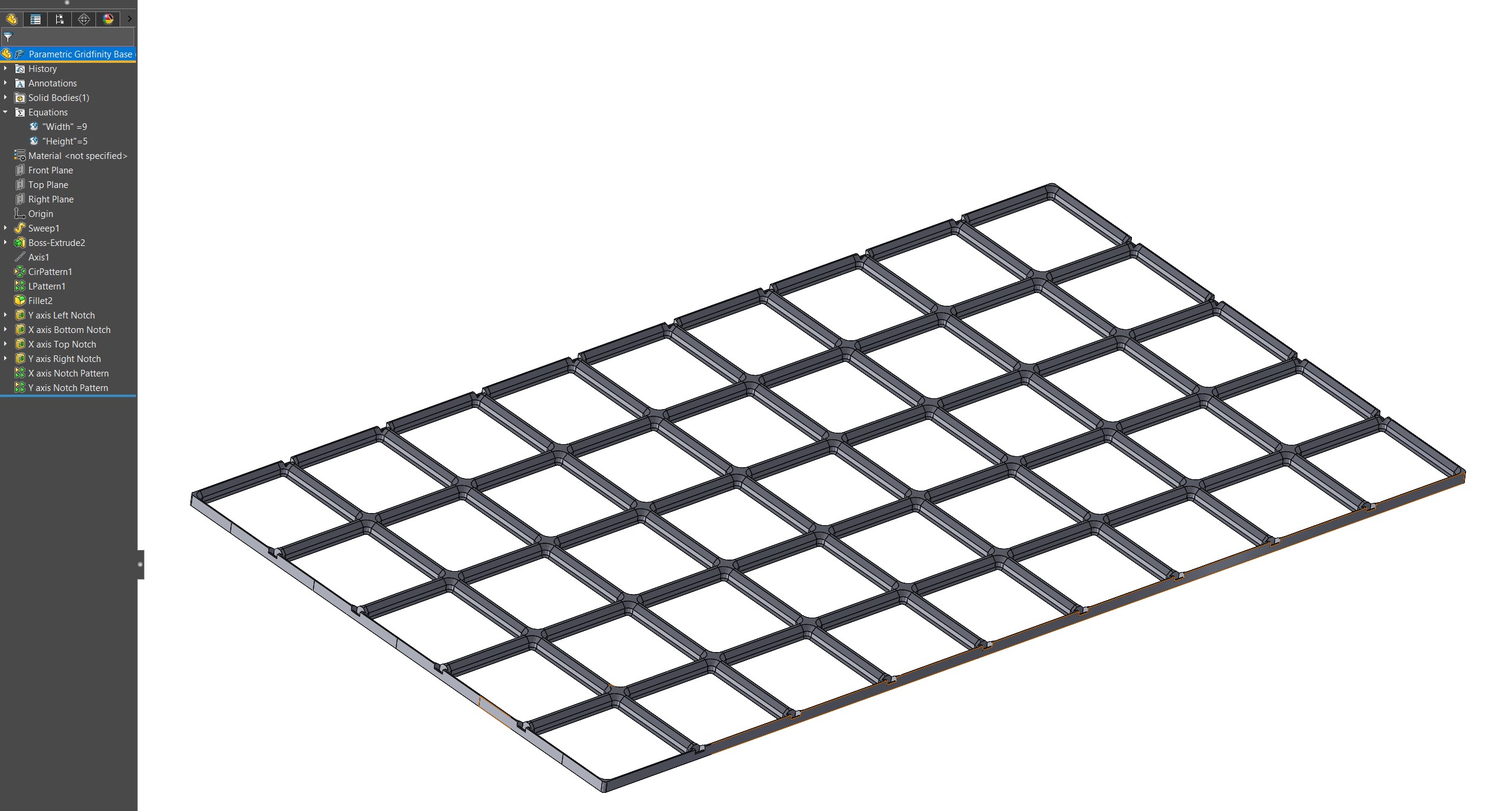 Solidworks Parametric Gridfinity Base (with snap clips) by WildBill ...