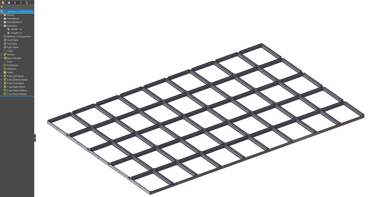 Solidworks Parametric Gridfinity Base (with snap clips) autorstwa ...