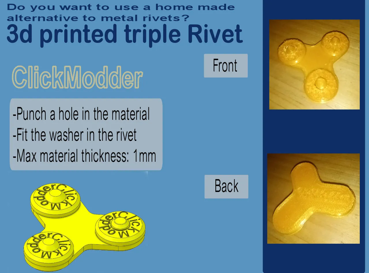 3d printed Triple Rivet by ClickModder | Download free STL model ...