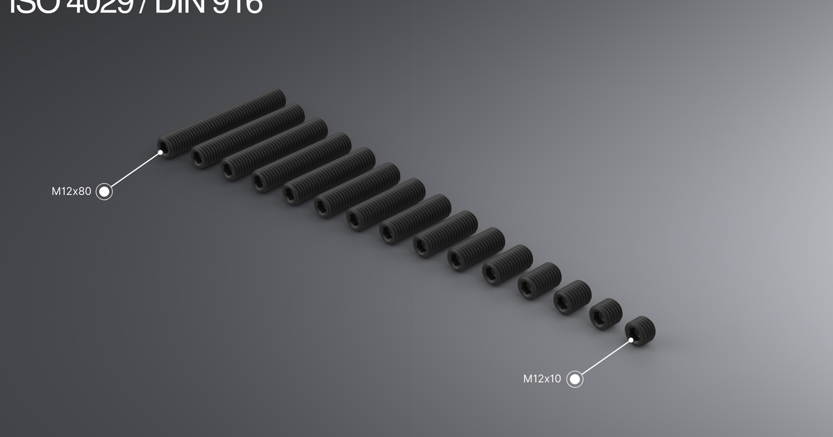 M12 Set Screw Collection M12x10-M12x80 ISO 4029 / DIN 916 by Tycho ...