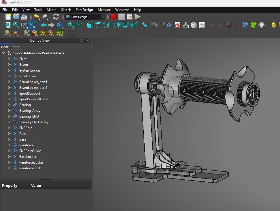 (FreeCAD file) 3D Printer Filament Spool Holder - Fully Printable ...