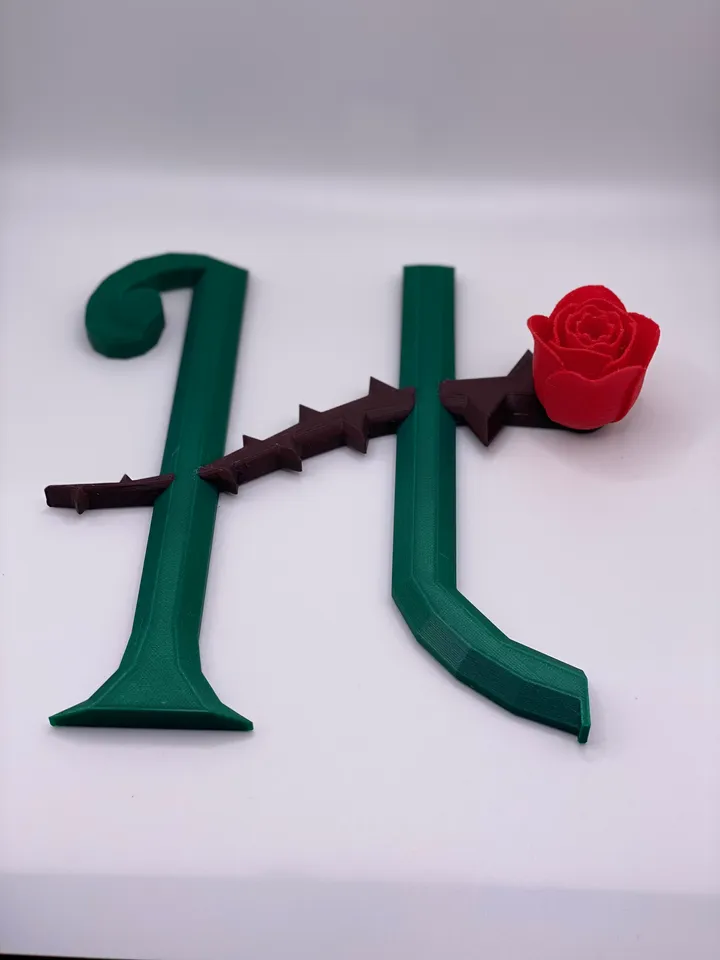 Large Letter H with Rose by Ravick5 | Download free STL model ...