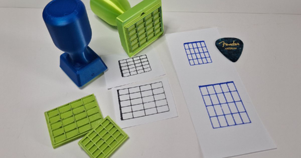 Guitar Tab Fretboard Stamp for Chord Diagrams by WD | Download free STL ...