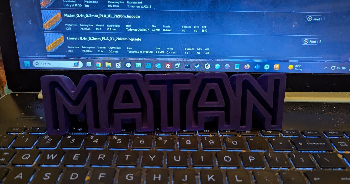 Desktop sign for Matan by Ken G. | Download free STL model | Printables.com