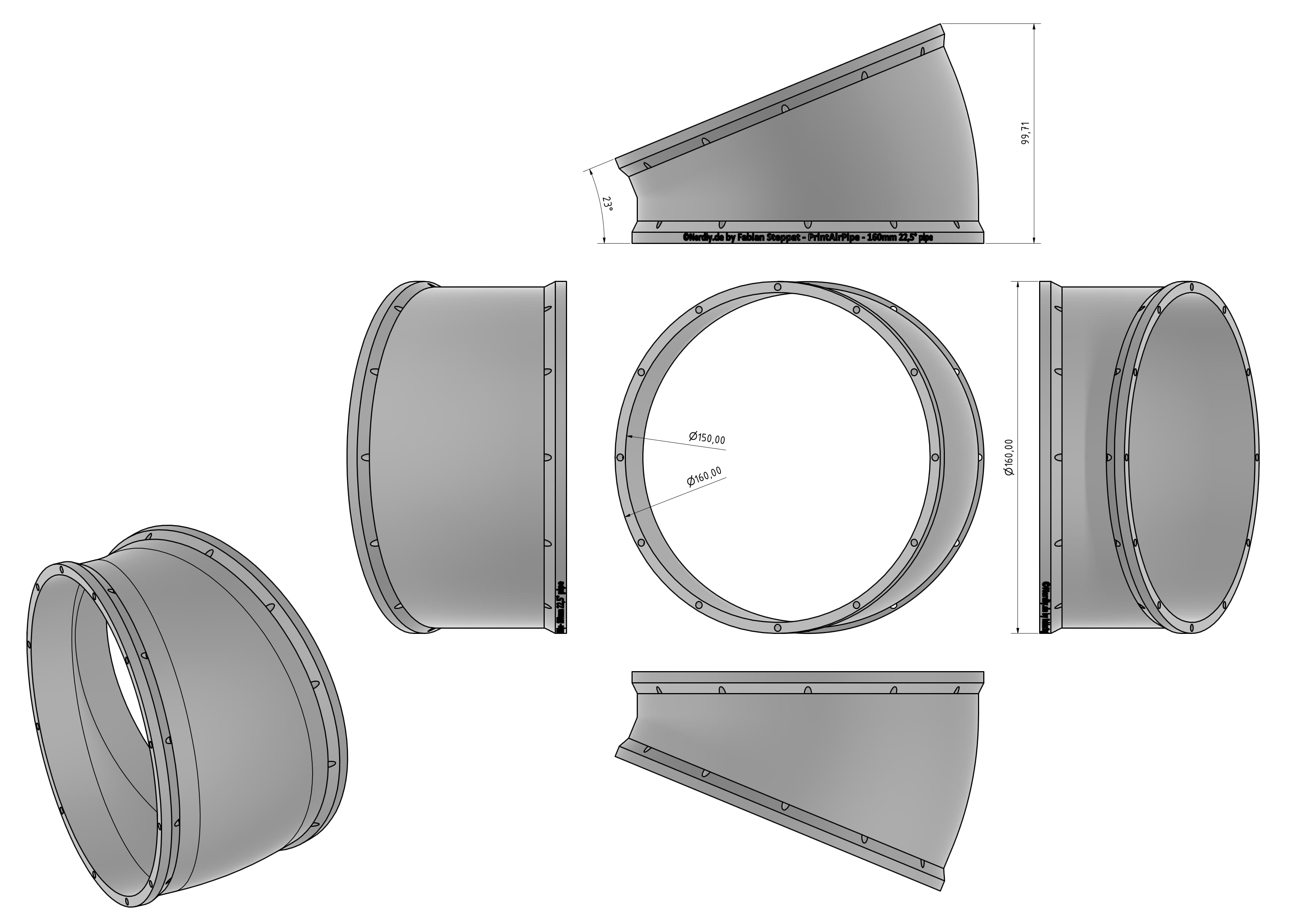 PrintAirPipe - 160mm Pipe system - complete set by Nerdiy.de ...