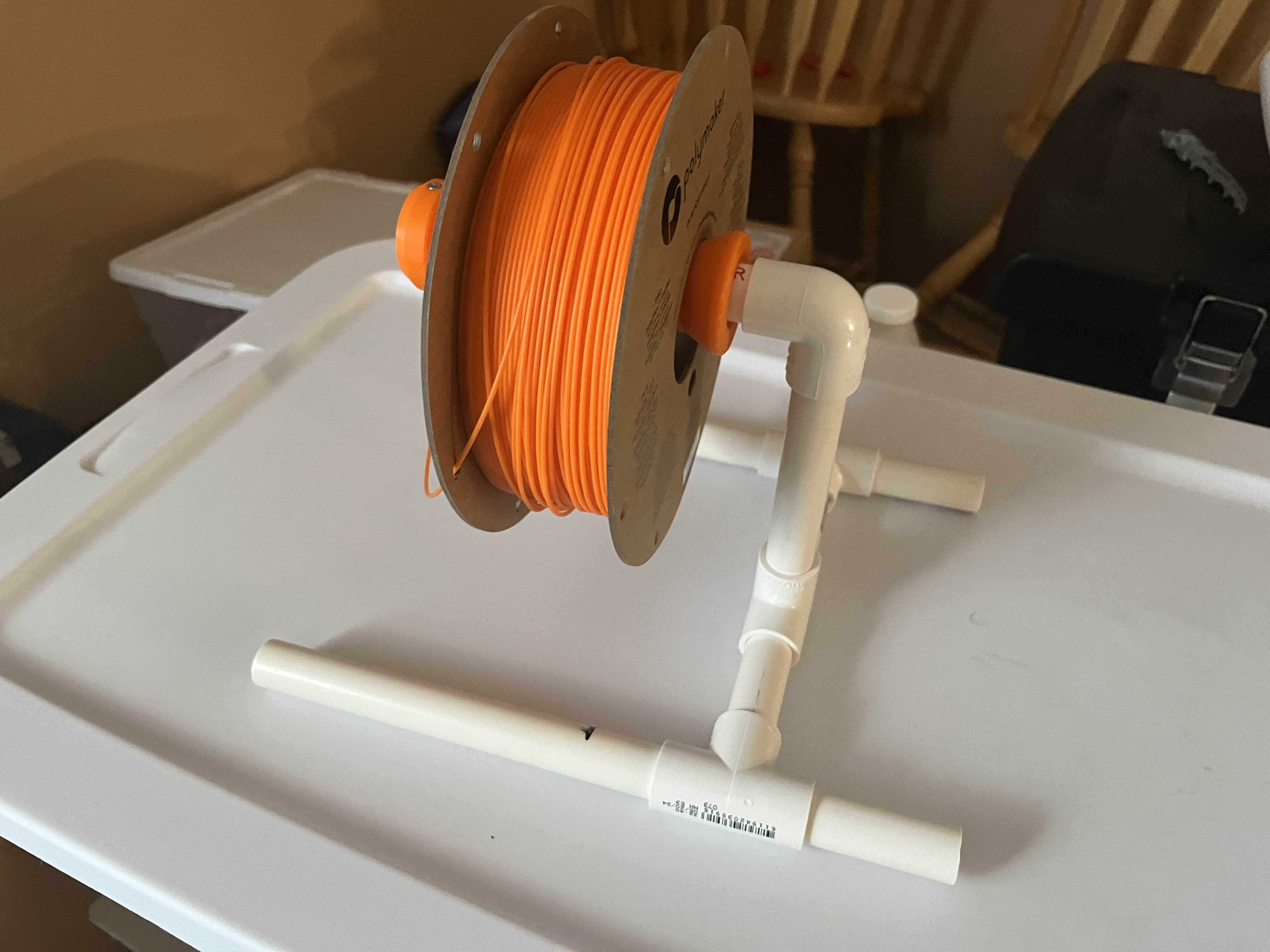 Filament holder/stand with a printed roller and 1/2" PVC pipe frame by ...