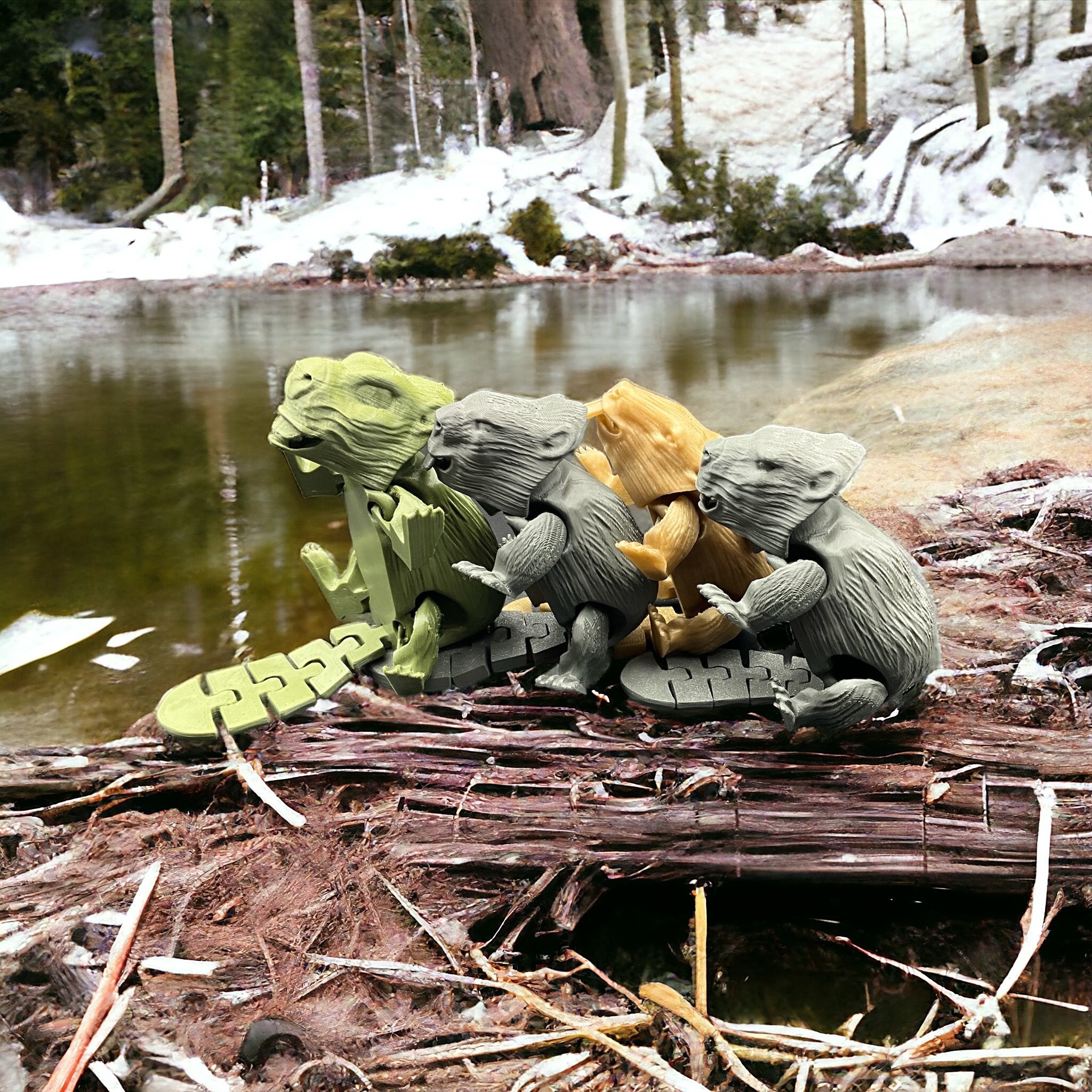 Flexy Beaver Family!!! 4 versions! Print in Place!!! by TomczukCustoms ...