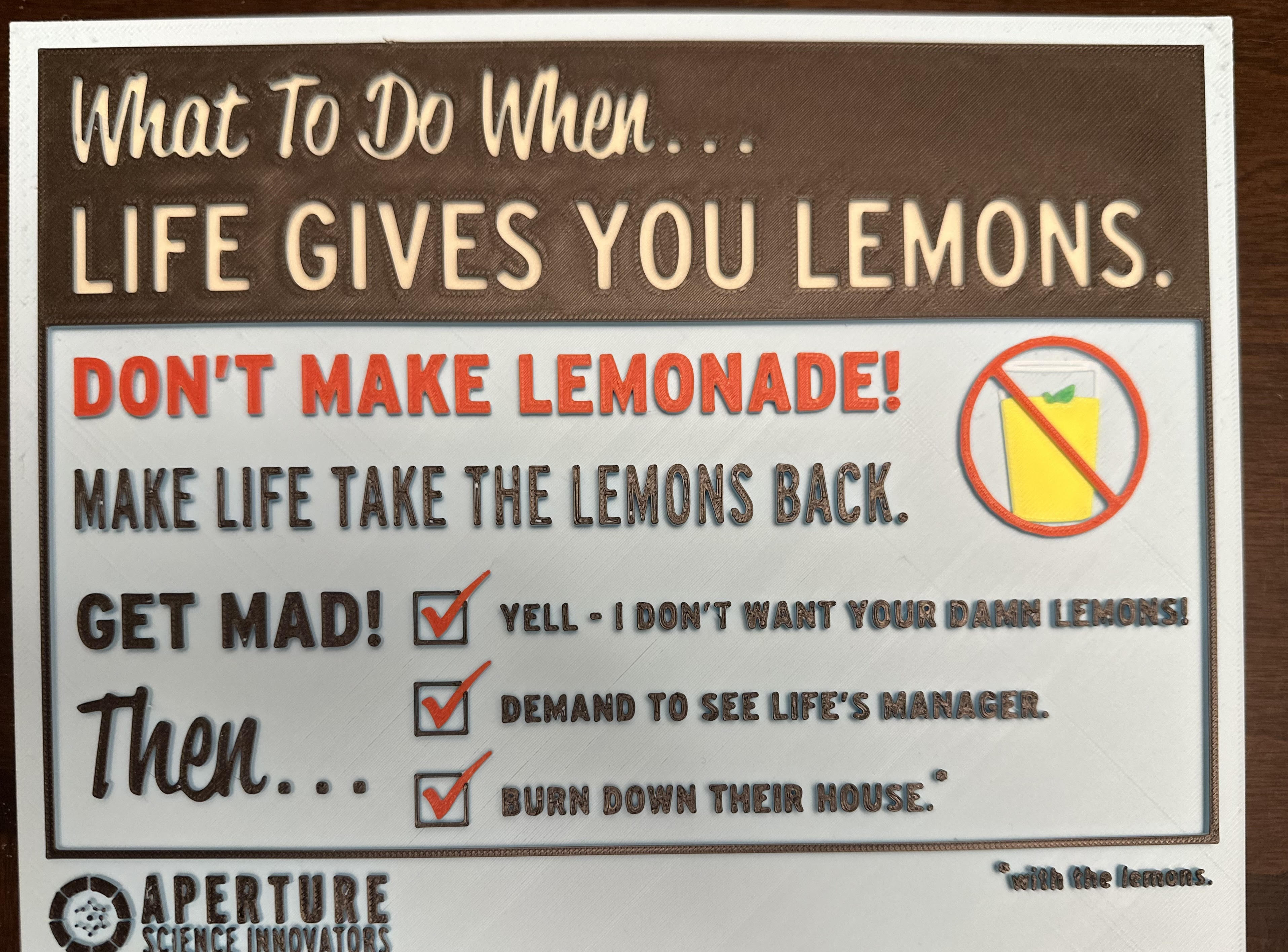 Portal 2 Lemons Sign por RunStopRestore | Descargar modelo STL gratuito ...