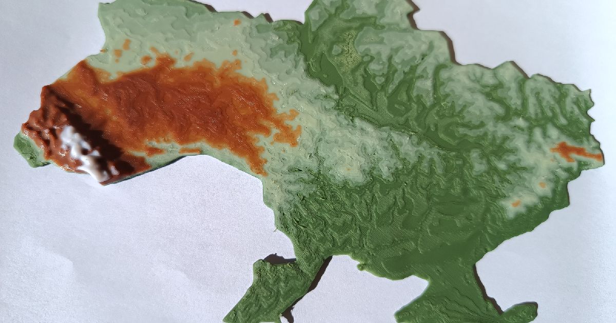 Terrain Map - Colored - Ukraine by Tamás Szász | Download free STL ...