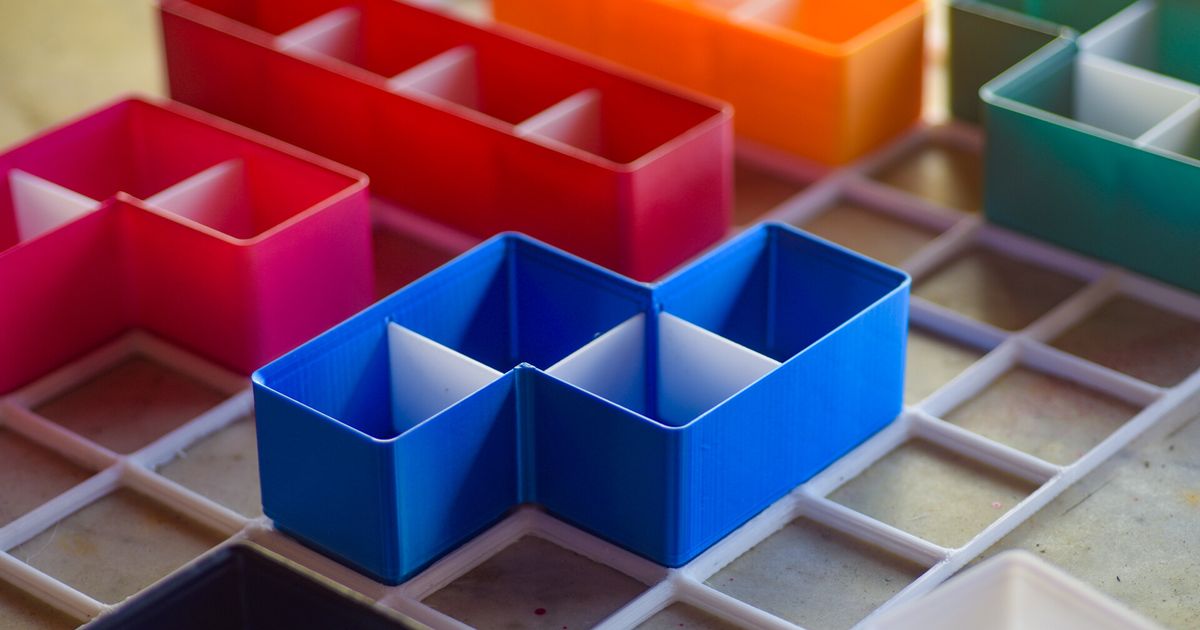 Gridfinity Tetrominoes Bins (Tetris) - Z- (7/7), removable dividers ...