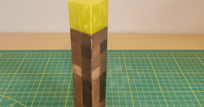 Minecraft Torch with Wood Grain [parametric] by Stached | Download free ...