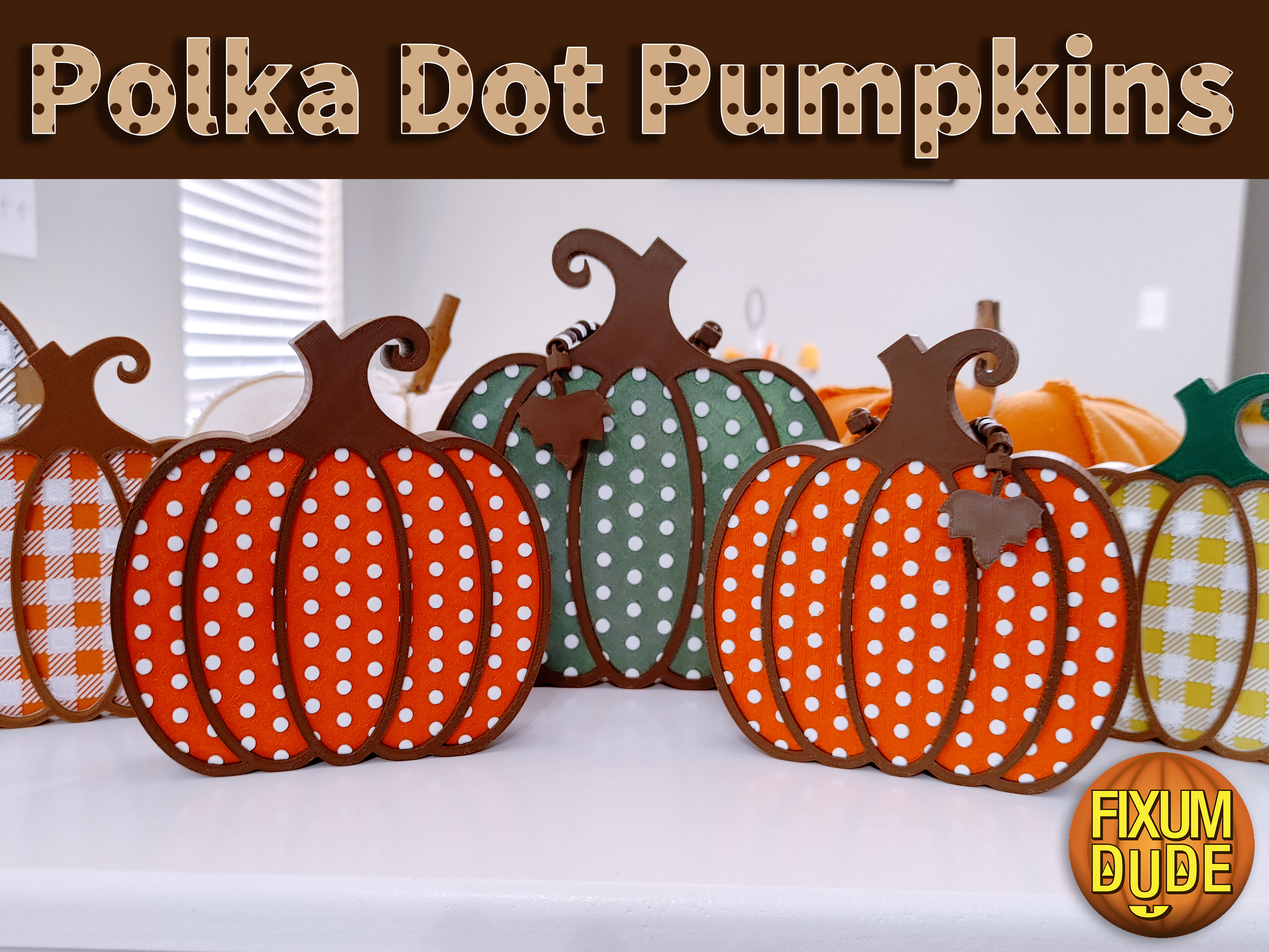 Polka Dot Pattern Fall Pumpkin Decorations by fixumdude | Printables Store