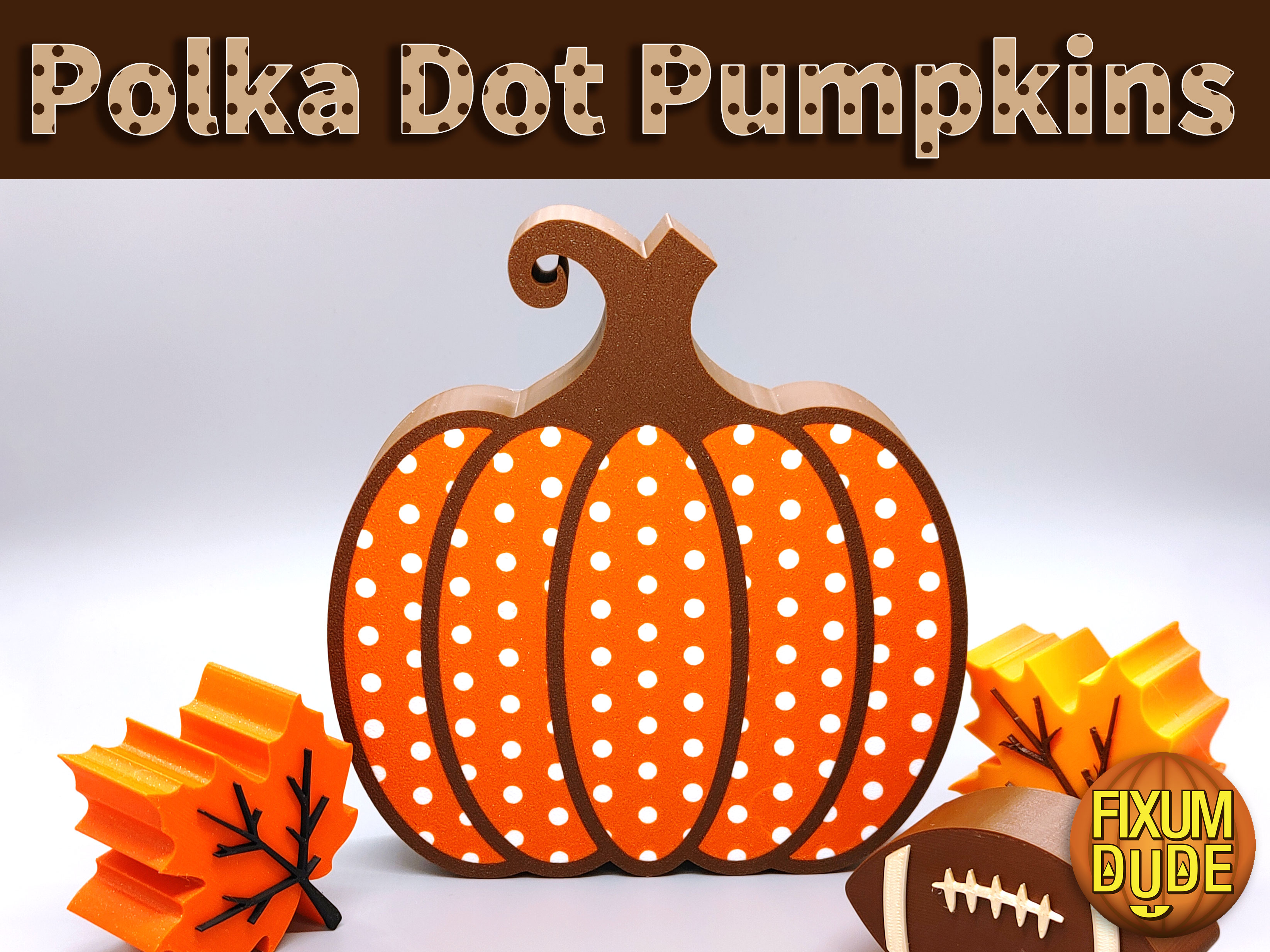 Polka Dot Pattern Fall Pumpkin Decorations by fixumdude | Printables Store