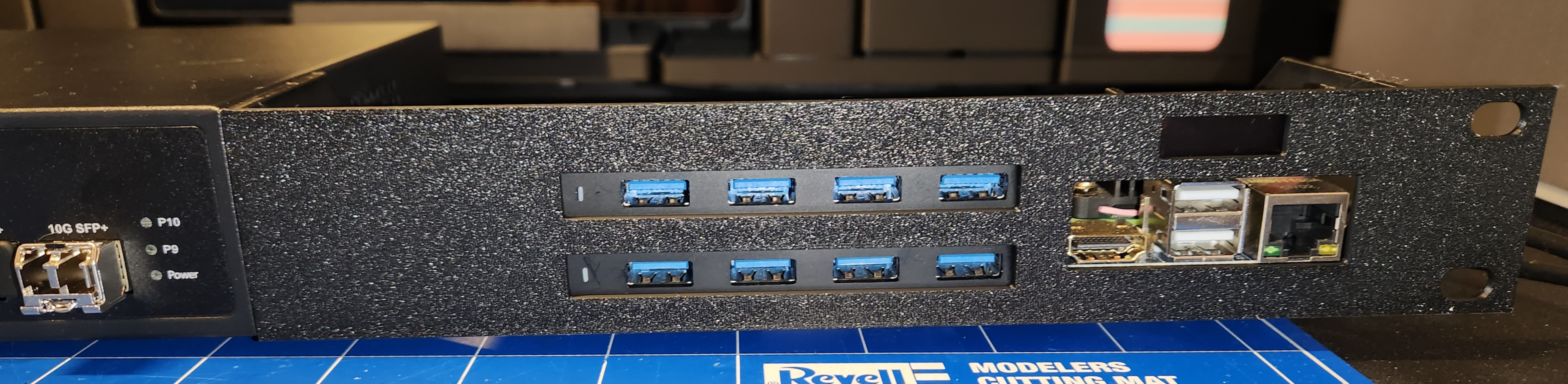 1U 19 inch rack front panel mount for one 218mm wide switch, one ...