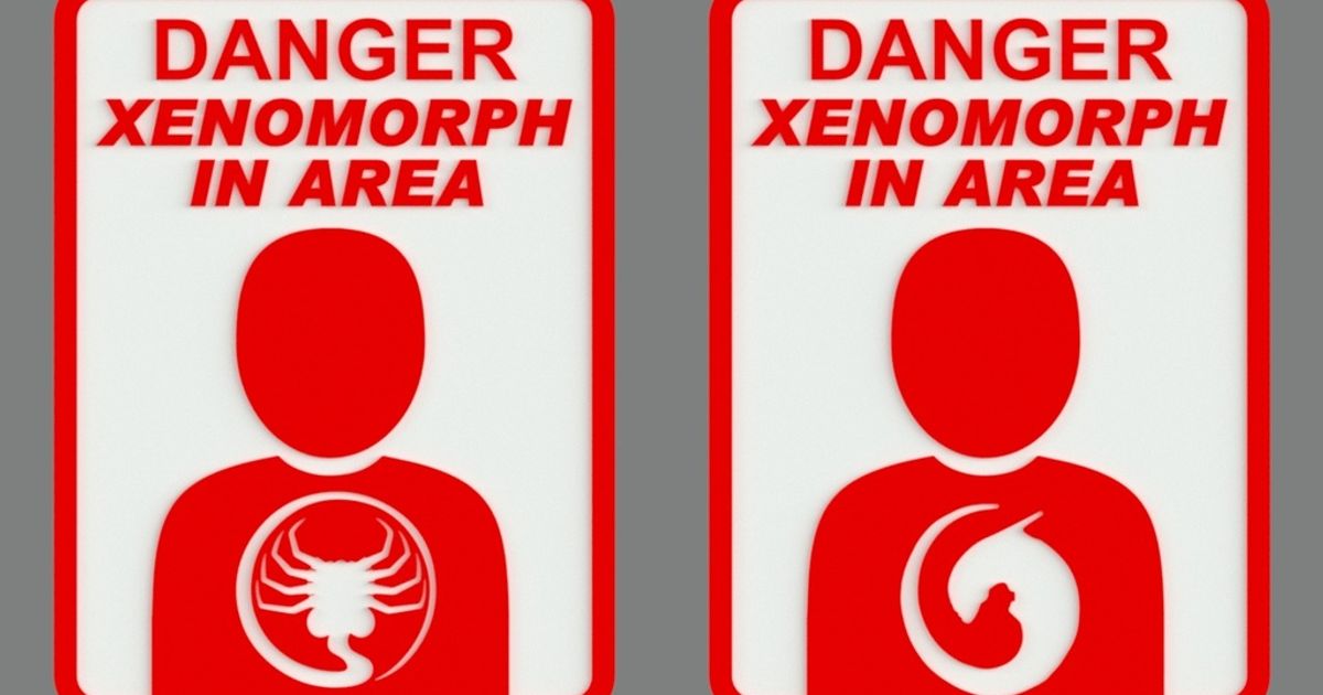 DANGER - XENOMORPH IN AREA, sign by Becker Thorne | Download free STL ...