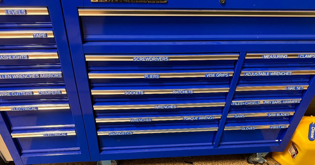 Harbor Freight U.S. General tool box/cabinet angled drawer labels par ...