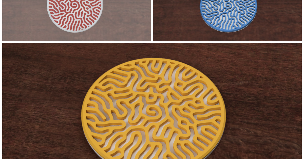 "Diffusion" Coaster | Dual color by telepath | Download free STL model ...