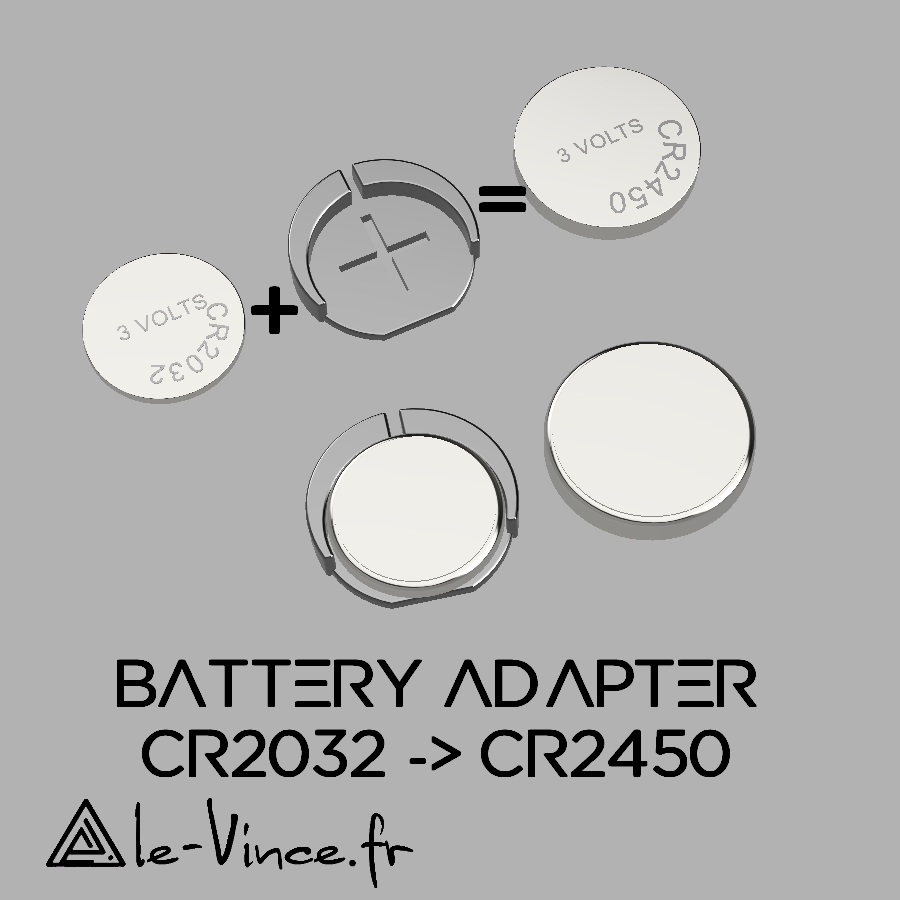 adaptator battery cr2032 to cr2450 by le-Vince.fr ᵇʸᶻˡᵏ¹⁹⁸⁰ | Download free STL model ...