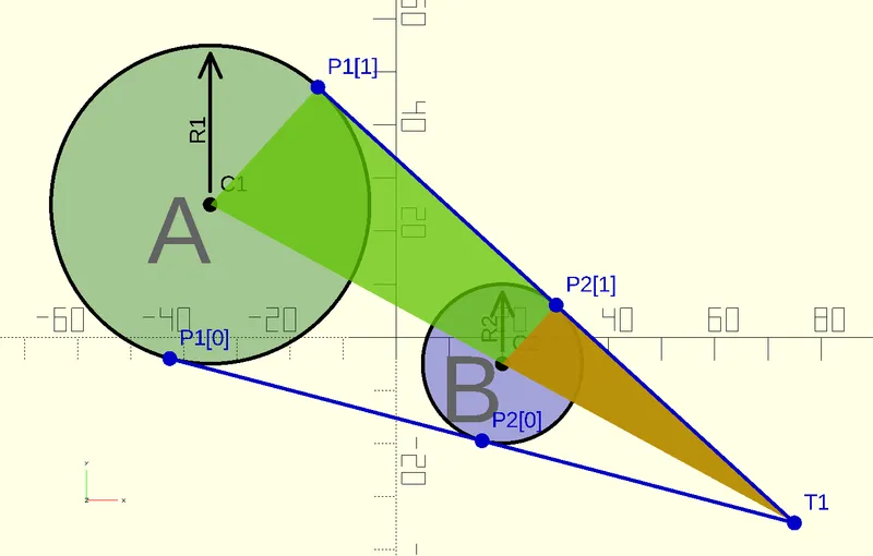 Tutorial: Tangent lines of circles in OpenSCAD by Stone Age Sculptor ...