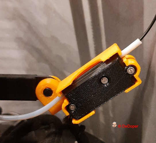 Prusa Mini tiltable filamentsensor holder with cover by Dedoper ...