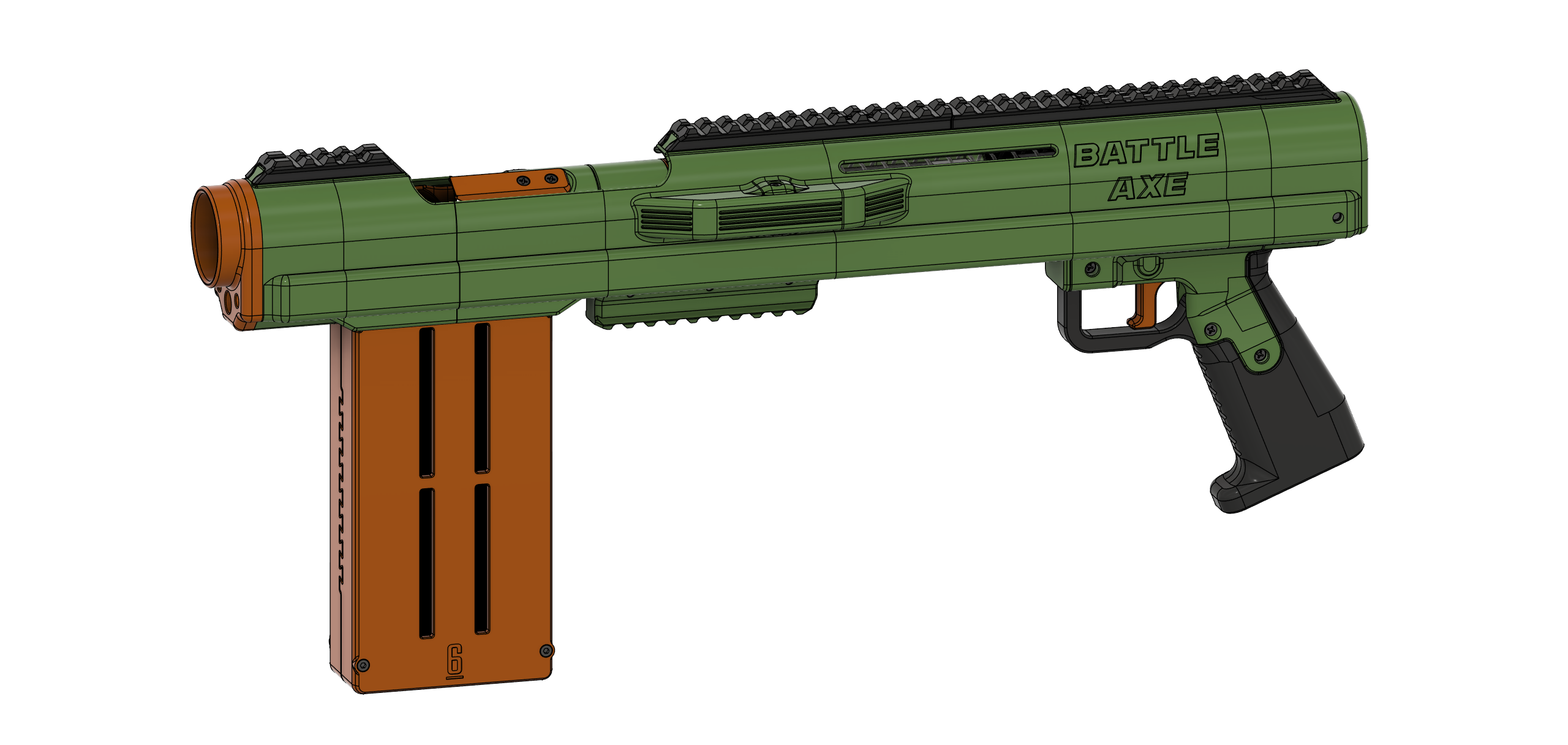 Battle Axe - Shell Ejecting Nerf Shotgun (3D Printed Nerf Blaster) by Sillybutts | Download free ...