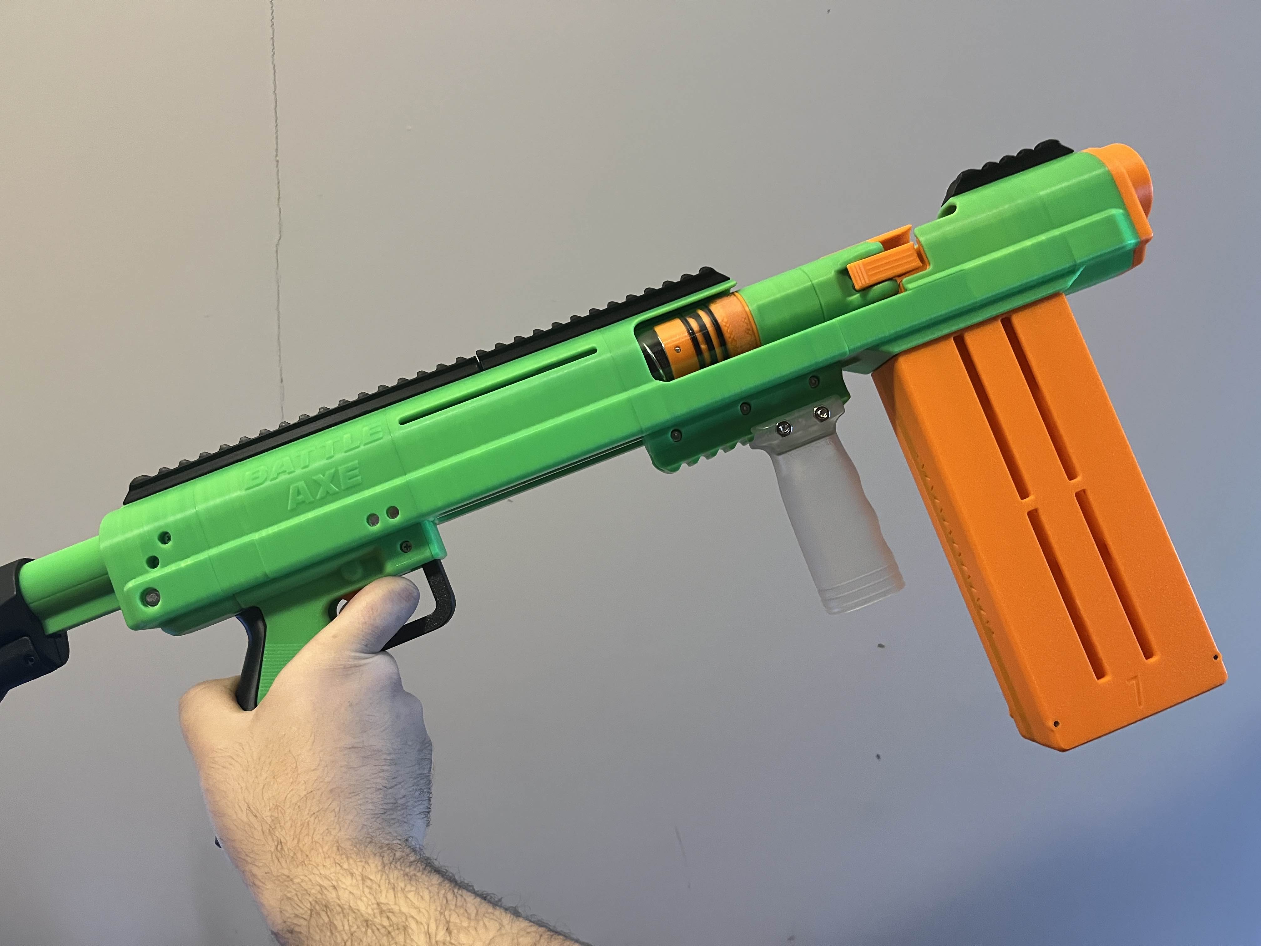 Battle Axe - Shell Ejecting Nerf Shotgun (3D Printed Nerf Blaster) by Sillybutts | Download free ...