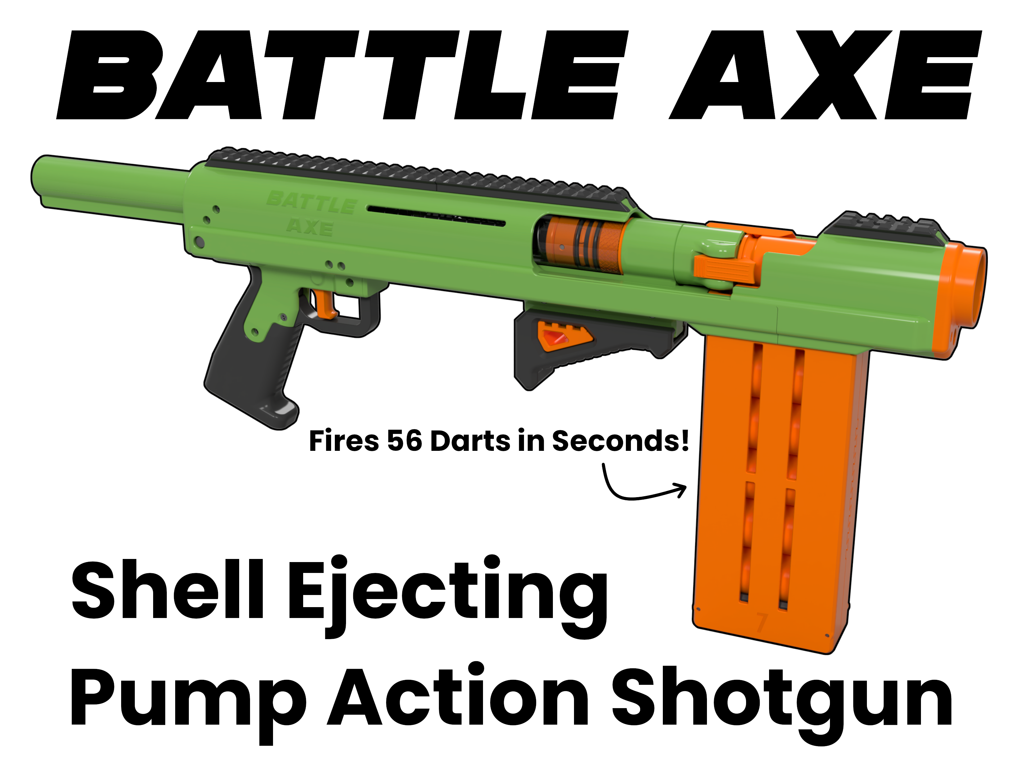 Battle Axe - Shell Ejecting Nerf Shotgun (3D Printed Nerf Blaster) by Sillybutts | Download free ...