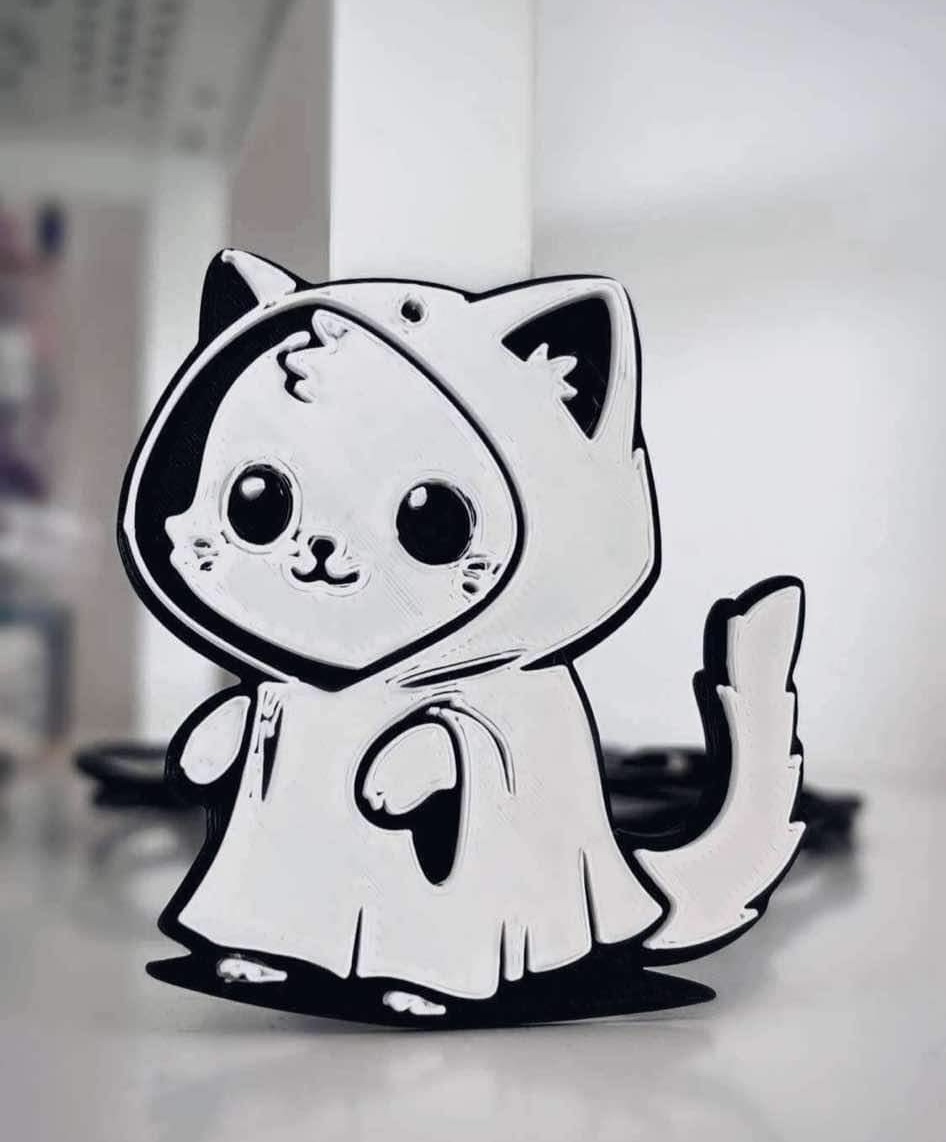 Cute cat in ghost costume by verunka | Download free STL model ...