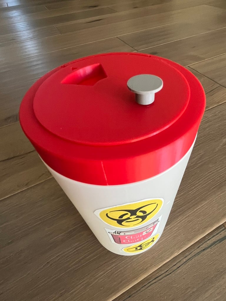 Replacement Lid Converting a Lysol Bottle to a Sharps Receptacle by ...