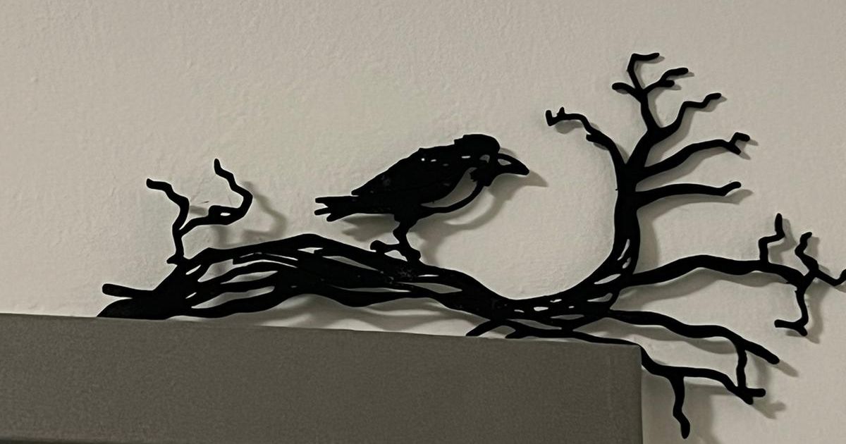 Halloween raven on tree wallart by sunshinemakes | Download free STL ...